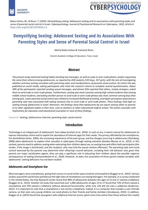 Pdf Demystifying Sexting Adolescent Sexting And Its Associations With Parenting Styles And