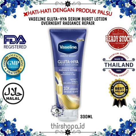 Ready And Original Vaseline Gluta Hya Serum Burst Lotion Overnight