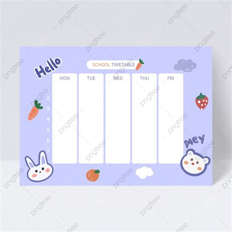 만화 귀여운 일러스트 시간표 노트 메모 템플릿 Psd 다운로드 디자인 자료 다운로드