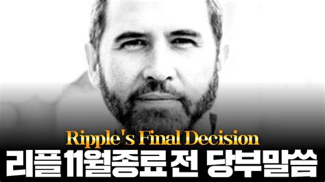 리플 11월 종료 전 당부말씀 Youtube