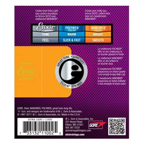 Elixir 10 47 Nanoweb 80 20 Extra Light Acoustic Guitar Strings
