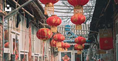 천장에 매달린 빨간 종이 등불 사진 Unsplash의 무료 北京市中国 이미지