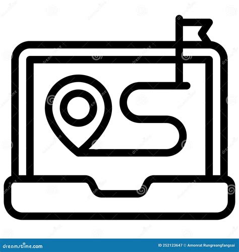 Route Map On Laptop Screen Icon Location Map And Navigation Vector Stock Vector Illustration