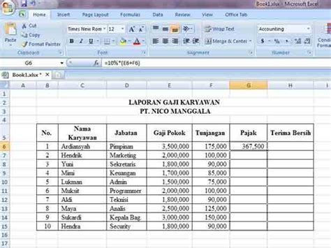 Tutorial Membuat Tabel Laporan Gaji Karyawan Dengan Microsoft Excel My Xxx Hot Girl