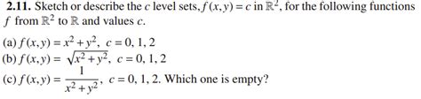 Solved Sketch Or Describe The C Level Sets F X Y C Chegg