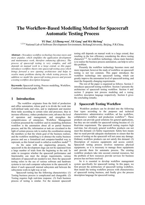 Pdf The Workflow Based Modelling Method For Spacecraft Automatic Testing Process