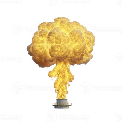 Large Fiery Explosion With Billowing Yellow And Orange Flames Erupts