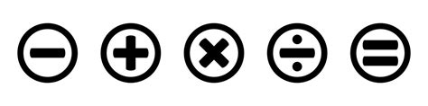 Basic Mathematical Icon Basic Mathematical Symbol Set Of Mathematical Symbols Plus Minus