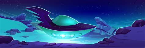 Alien Spaceship Fly Above Planet Surface 13086469 Vector Art At Vecteezy