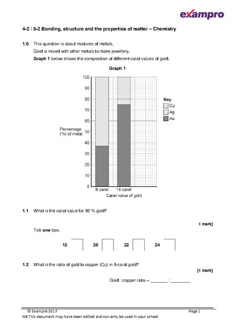 Chemistry Separate Bonding Structure Properties Matter © Exampro 2017 Page 1 4 2 5 2