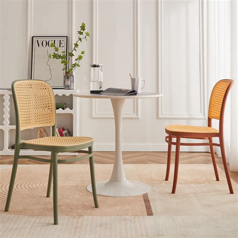 เก้าอี้พนักพิง พลาสติกลายหวาย