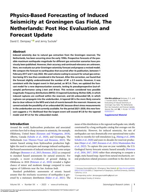 Pdf Physics Based Forecasting Of Induced Seismicity At Groningen Gas Field The Netherlands