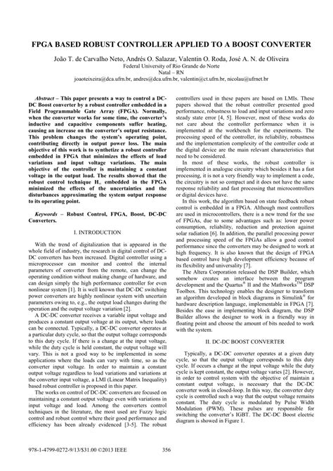 Pdf Fpga Based Robust Controller Applied To A Boost Converter