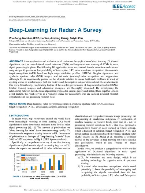 Deep Learning For Radar A Survey Pdf Deep Learning Radar