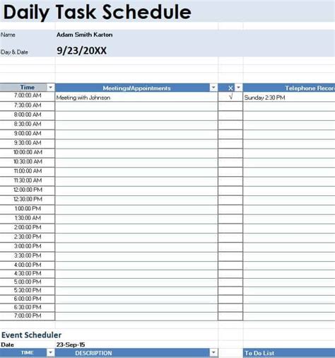 27 Sample Daily Schedule Templates In Excel
