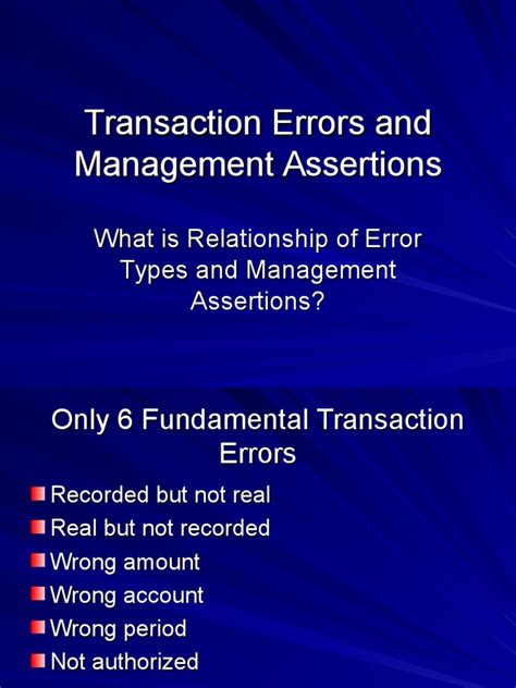 Transaction Errors And Management Assertions