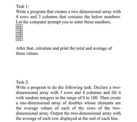 task 1 write a program that creates a two
