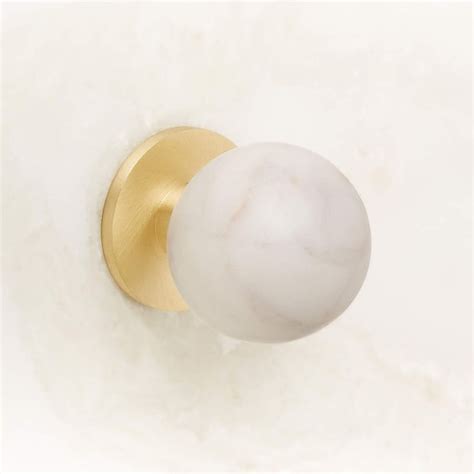 Avery Brushed Brass And Carrara Marble Knob 125 Reviews Cb2 In