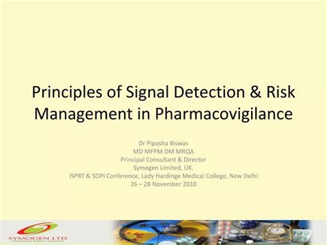 Ppt Principles Of Signal Detection And Risk Management In