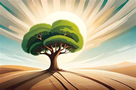 Premium AI Image A Tree With The Sun Behind It