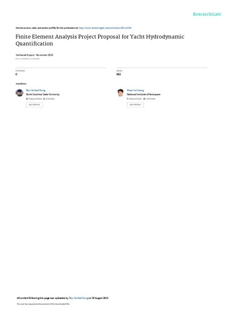 Finite Element Analysis Project Proposal For Yacht Hydrodynamic Quantification Pdf