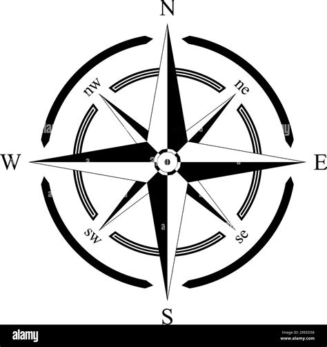 Compass Rose Vector With Eight Directions Isolated Background Marine Nautical Or Trekking