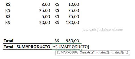 Función SUMAPRODUCTO en Excel Aprender Ninja del Excel