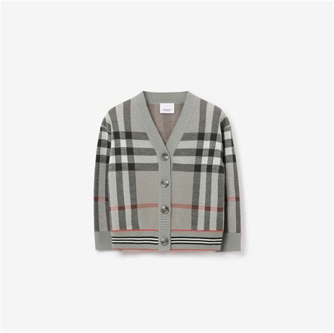 Check Wool Cardigan In Cool Charcoal Grey Burberry® Official