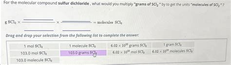 Solved For The Molecular Compound Sulfur Dichloride What