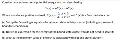 Solved Consider A One Dimensional Potential Energy