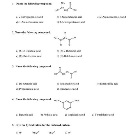 Solved 1 Name The Following Compound A 2 Nitropropanoic