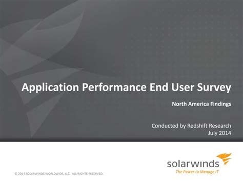 Solarwinds Application Performance End User Survey North America Ppt