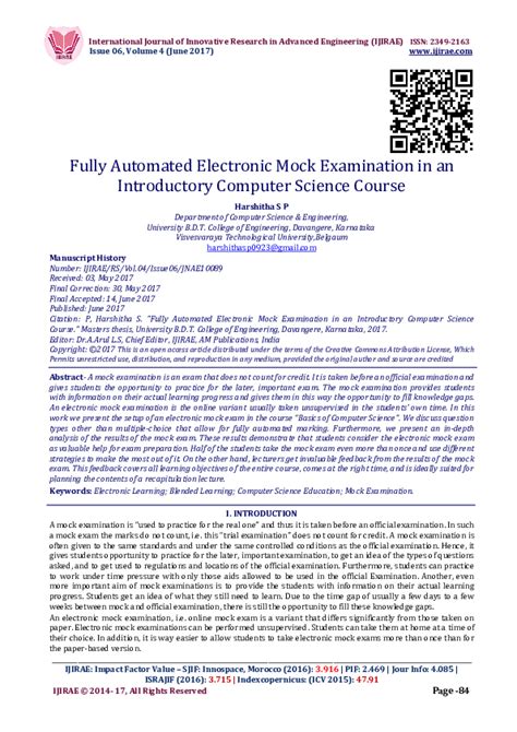 Pdf Automated Electronic Mock Exams In Cs Education