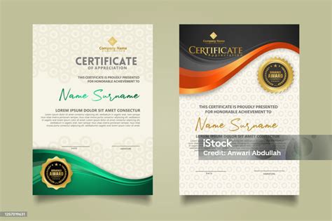 흐름 선 장식 및 최신 텍스처 패턴 배경으로 세로 및 수평 인증서 템플릿을 설정합니다 졸업장 벡터 일러스트레이션 0명에 대한 스톡 벡터 아트 및 기타 이미지 Istock