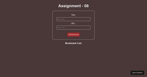 assignment 8 codesandbox