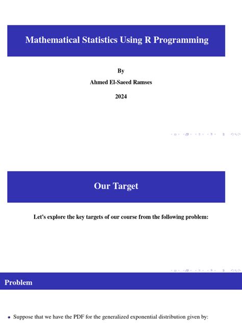 Introduction To The Course Mathematical Statistics Using R Programming