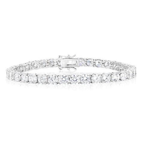 Sterling Silver Rhodium Plated 5mm Cubic Zirconia 184cm Bracelet
