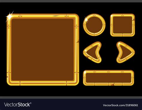 Game Ui Kit Golden User Interface For Royalty Free Vector