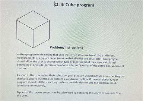 Solved Ch 4 Cube Program Ibleminstructions Write A Program