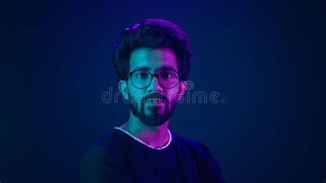Portrait Indian Serious Man Developer Coding Worker Programmer Profile