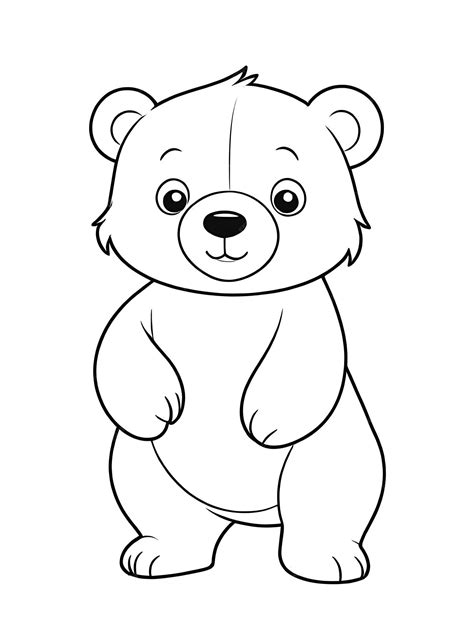 Premium Photo Vector Illustration Cartoon Bear Coloring Page Ai Genareted