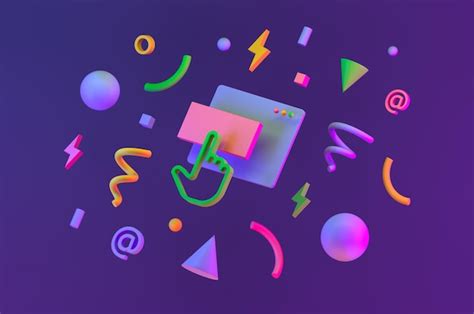 Premium Psd Button Cursor Geometric Trends Shapes 3d Render