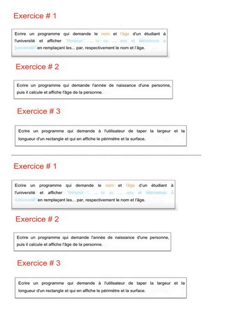 Exercices De Programmation Python Basiques Pdf Informatique Génie