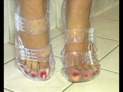 Red Toes In Clear Jelly Sandals Youtube
