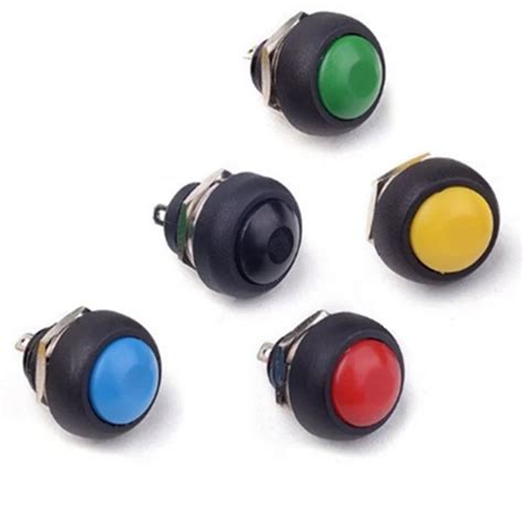 Push Button Switch Pcs Black Red Green Yellow Blue ON OFF Mm Waterproof Momentary Push Button