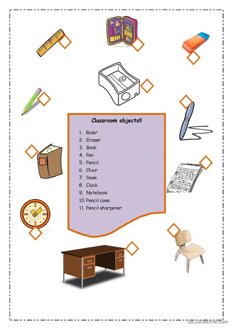 CLASSROOM OBJECTS English ESL Worksheets Pdf Doc