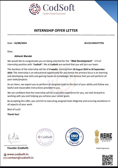 Abhesh Mandal On Linkedin Internship Webdevelopment Codsoft Coding Growthmindset