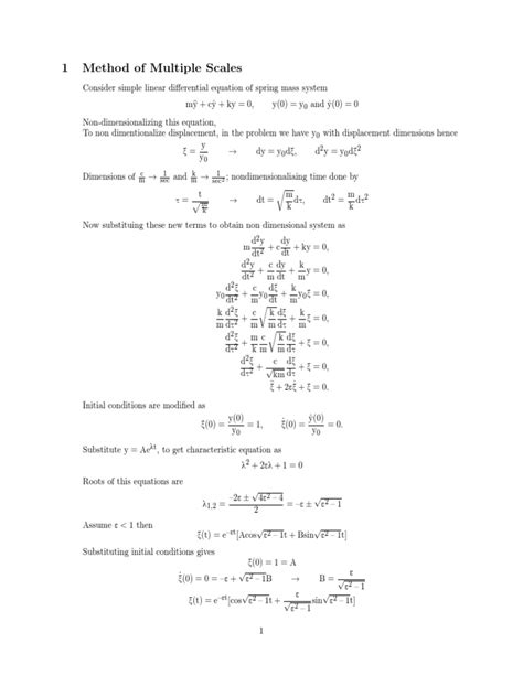 Method Of Multiples Scale Pdf Subtraction Mathematical Analysis