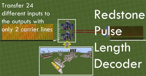 24 i o with 2 carry lines using redstone pulse length decoder minecraft