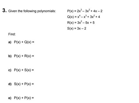 addition and subtraction of polynomials worksheet